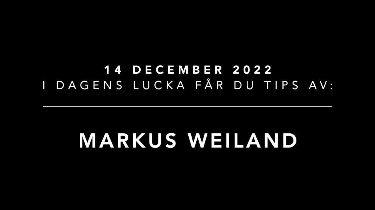 Lucka 14 Ordförandekalendern med Markus Weiland - YouTube