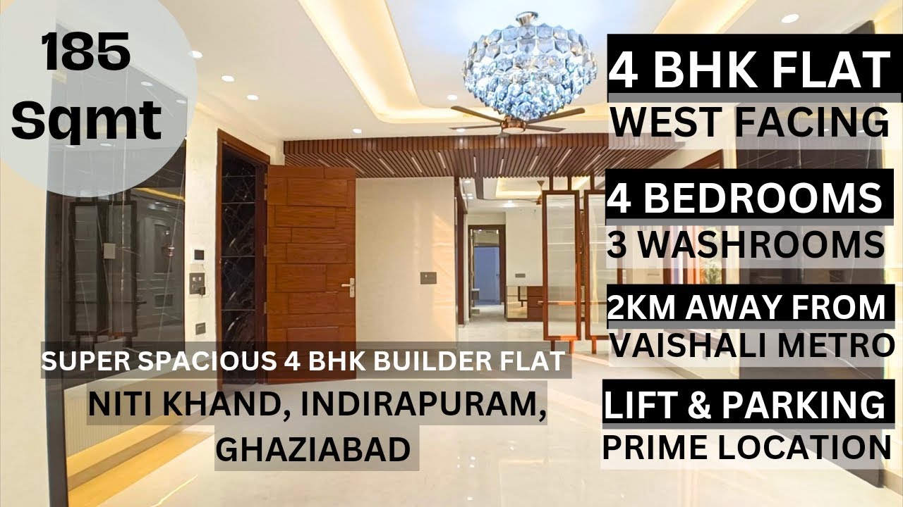 Spacious modern 4 BHK builder flat 185 Sq Meters 🔥 in Indirapuram for ...