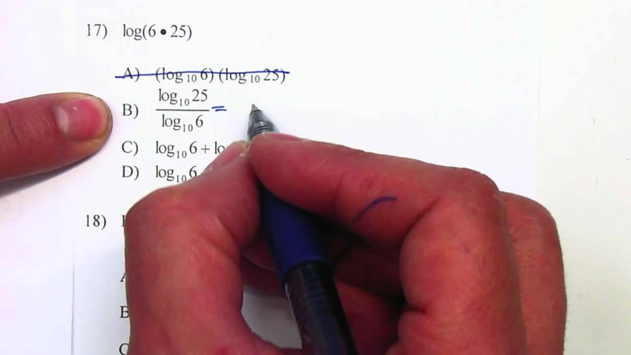 Algebra 2 - Chapter 7 Review #1 Questions 16 - 20 - YouTube