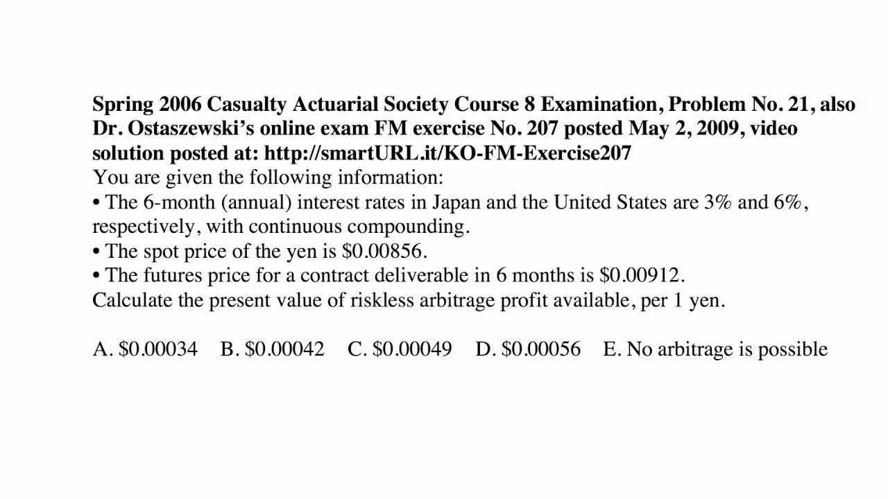 Exam MFE Exercise for August 2, 2017 - YouTube