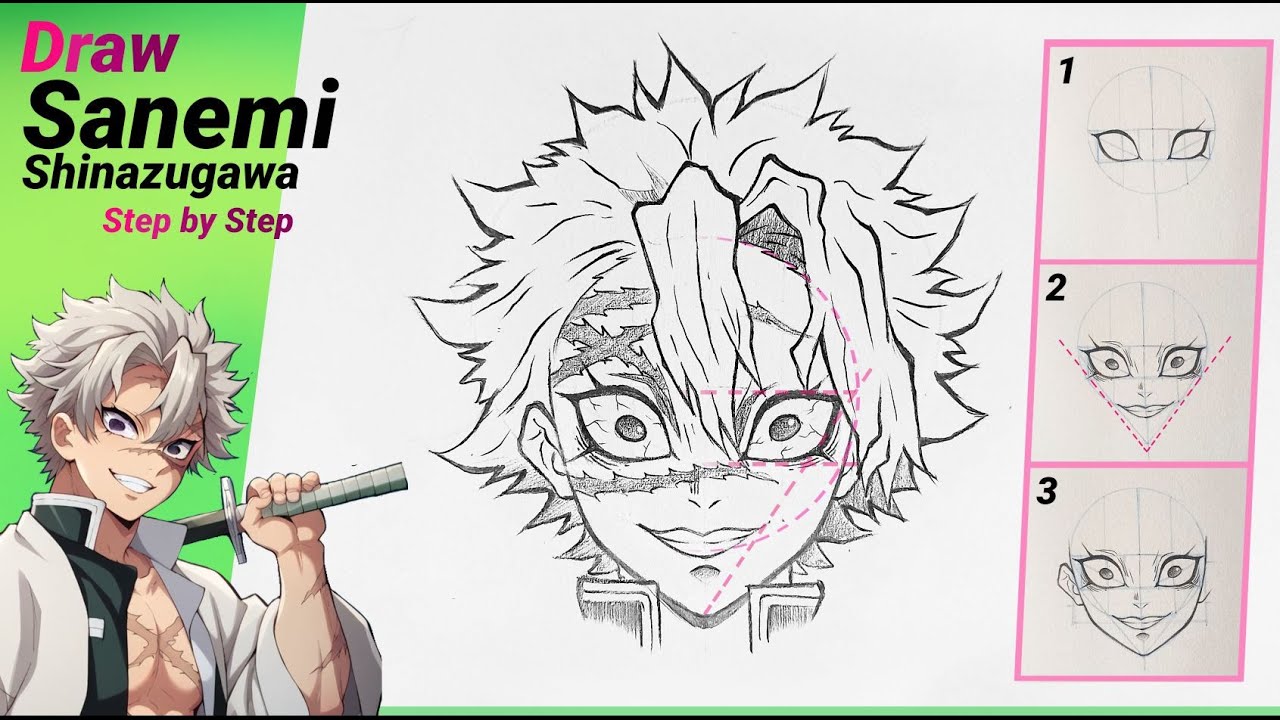 How to Draw Sanemi | Step by Step | Drawing tutorial for beginners ...
