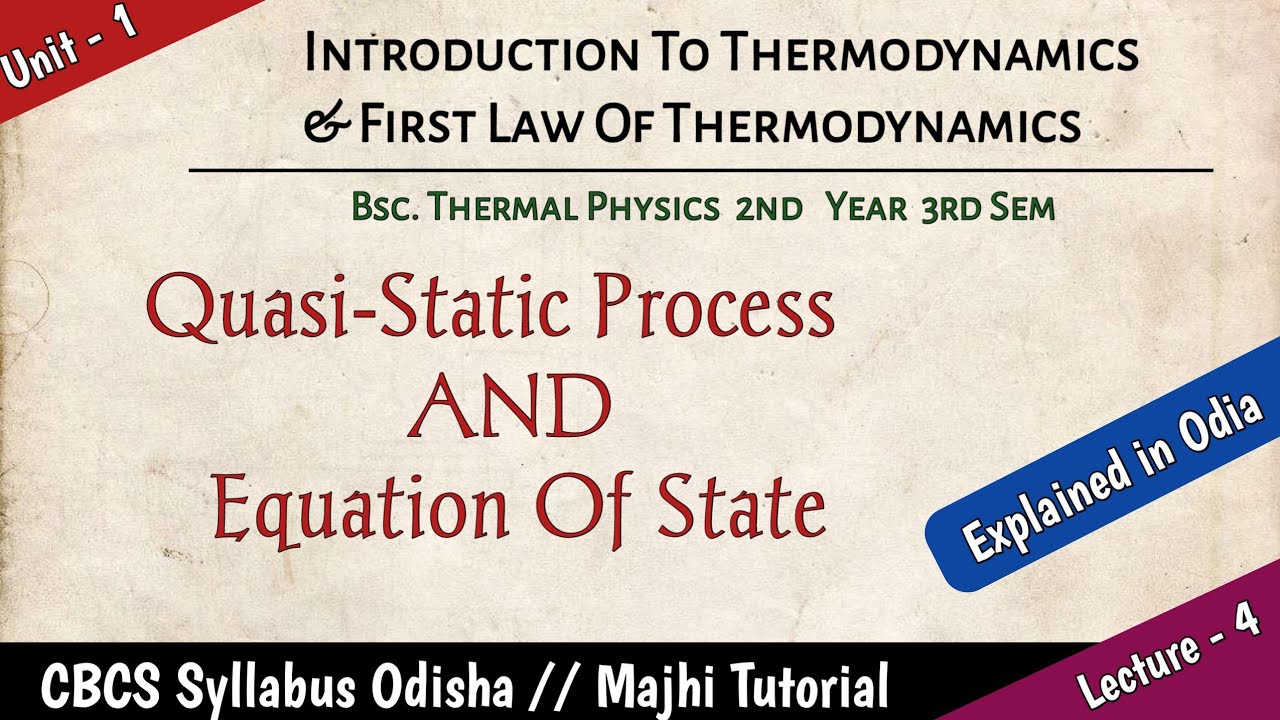 Quasi-Static Process & Equation Of State #majhibira Bsc Thermal Physics ...