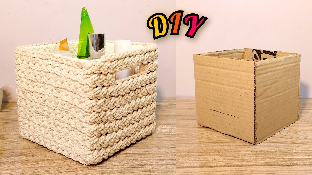 DIY💡MADE THIS BEAUTIFUL BASKET FROM CARDBOARD / DIY CRAFT IDEA ...