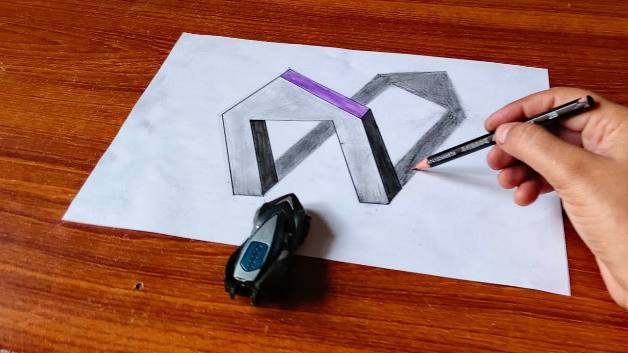 Easy 3D Drawing on paper for beginners - Optical illusion Art on paper ...