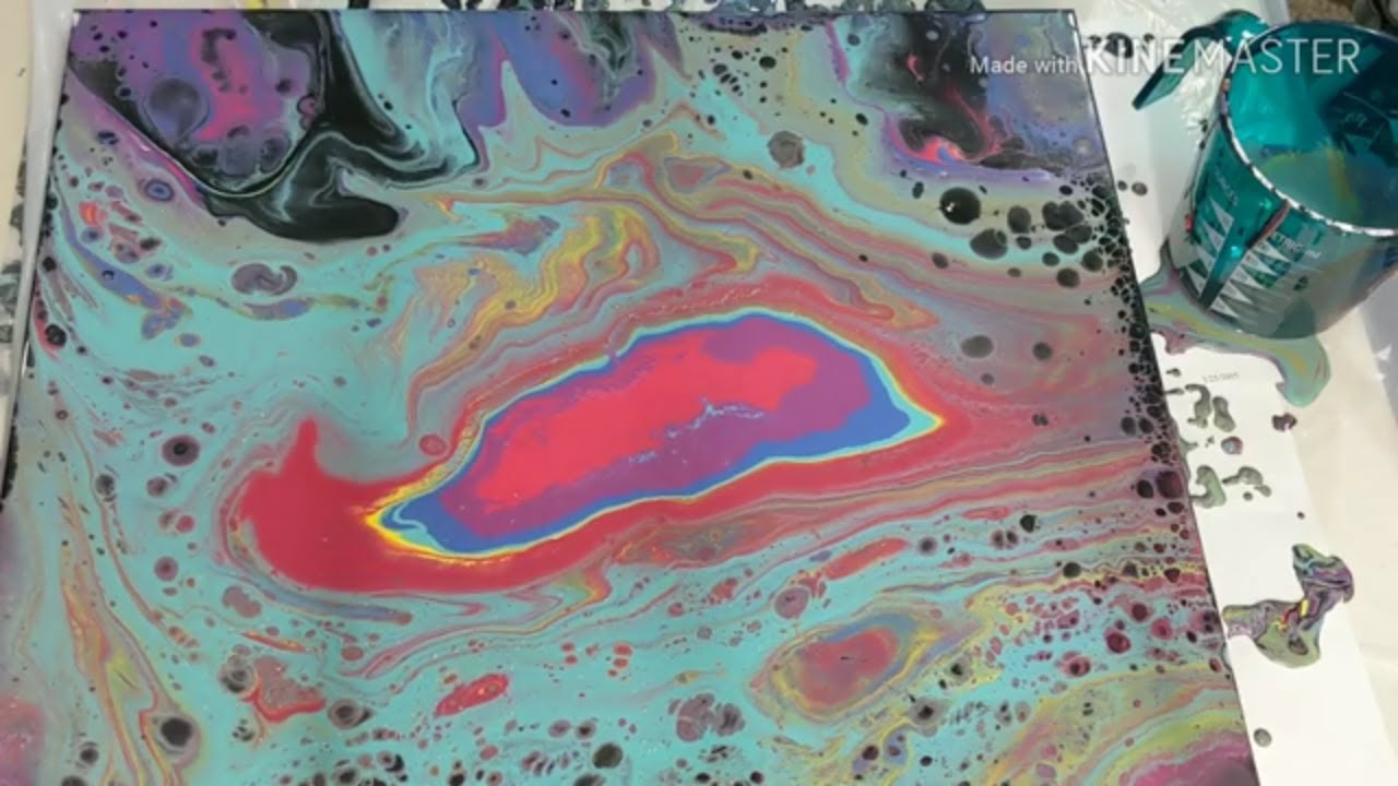 New technique for pouring acrylic paint- Fluid art with an artistic ...