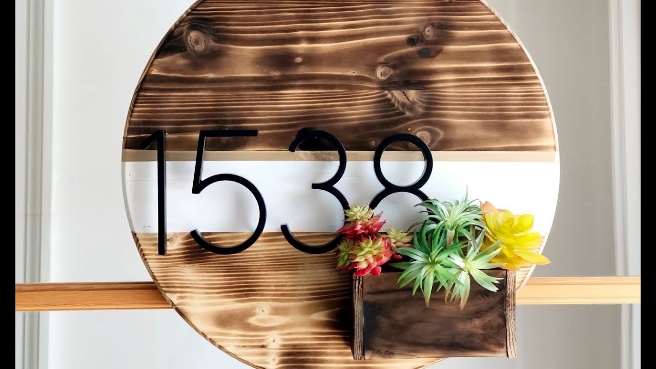 DIY Torched Address Wreath with Floating Numbers & Planter Box - YouTube