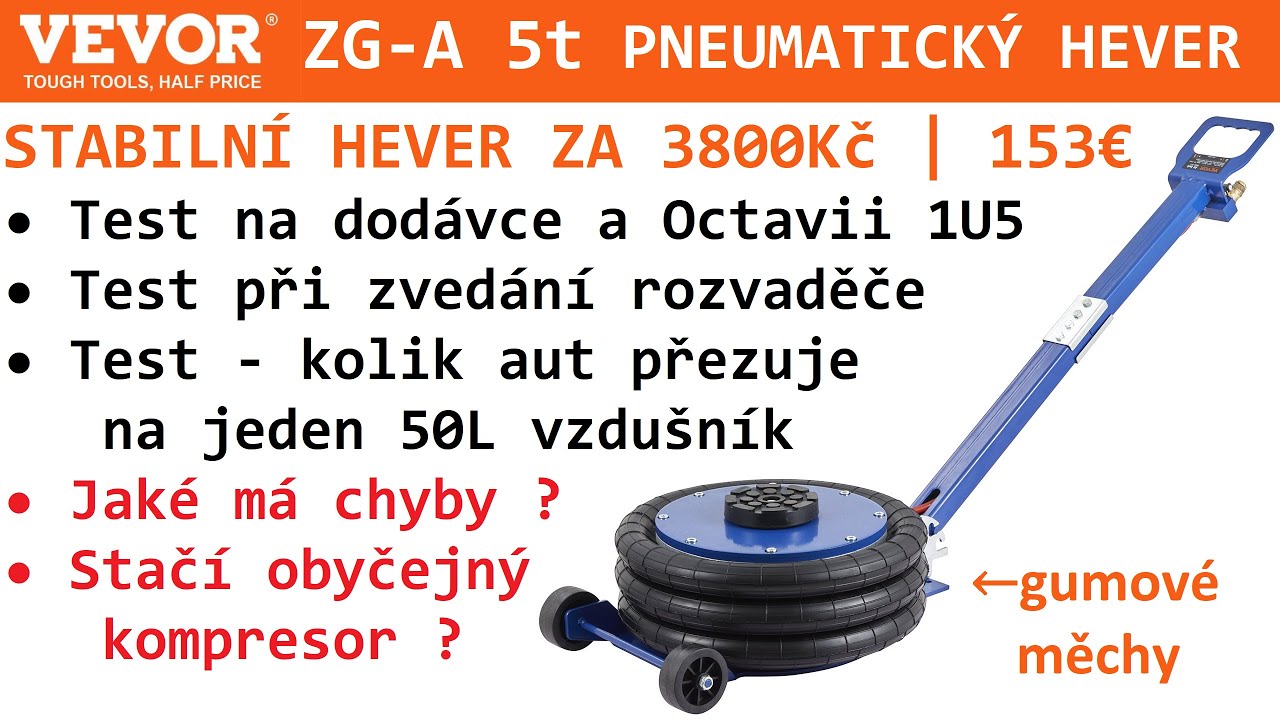 Recenze - Pneumatický hever Vevor 5t - YouTube