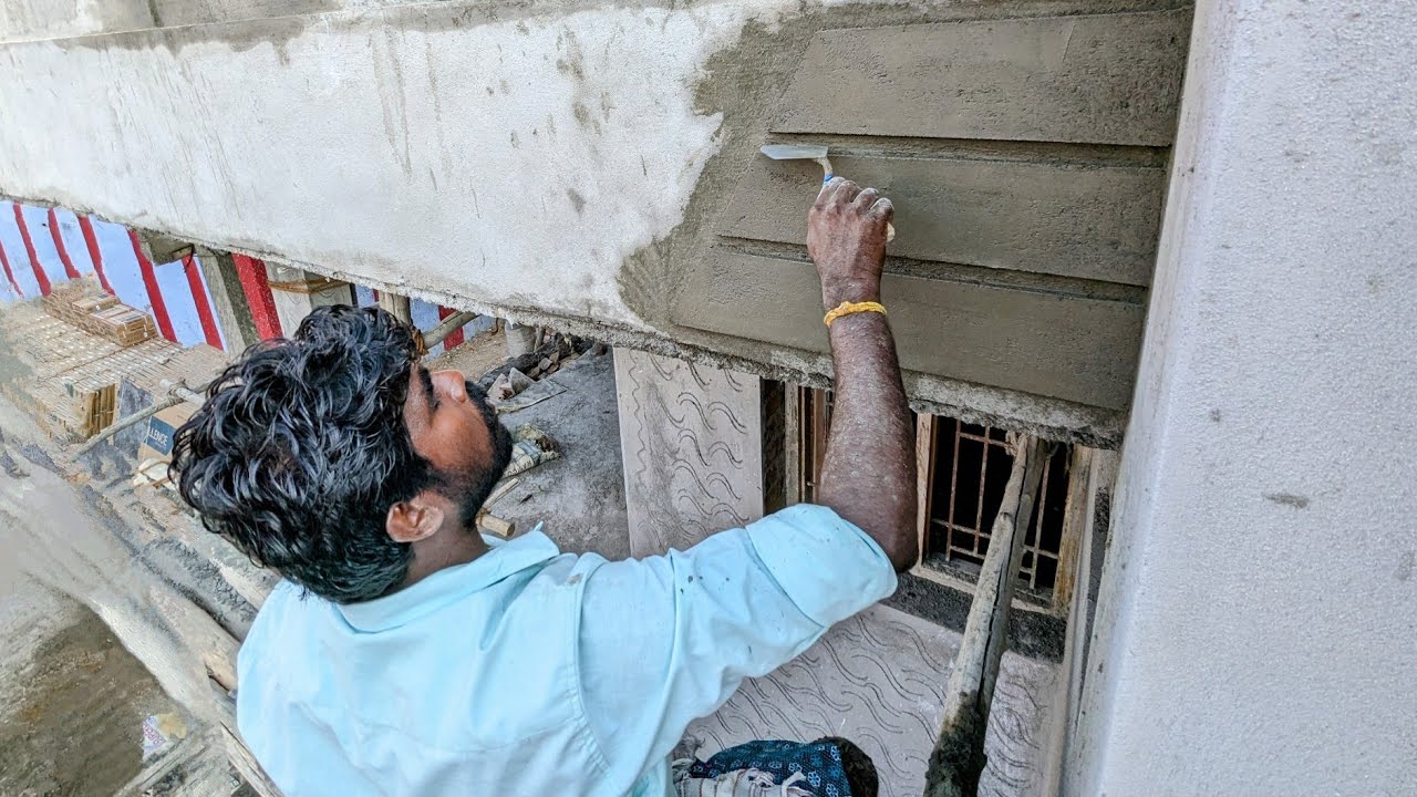House Roof Front Side Wall Border Horizontal Lines Design Plastering ...