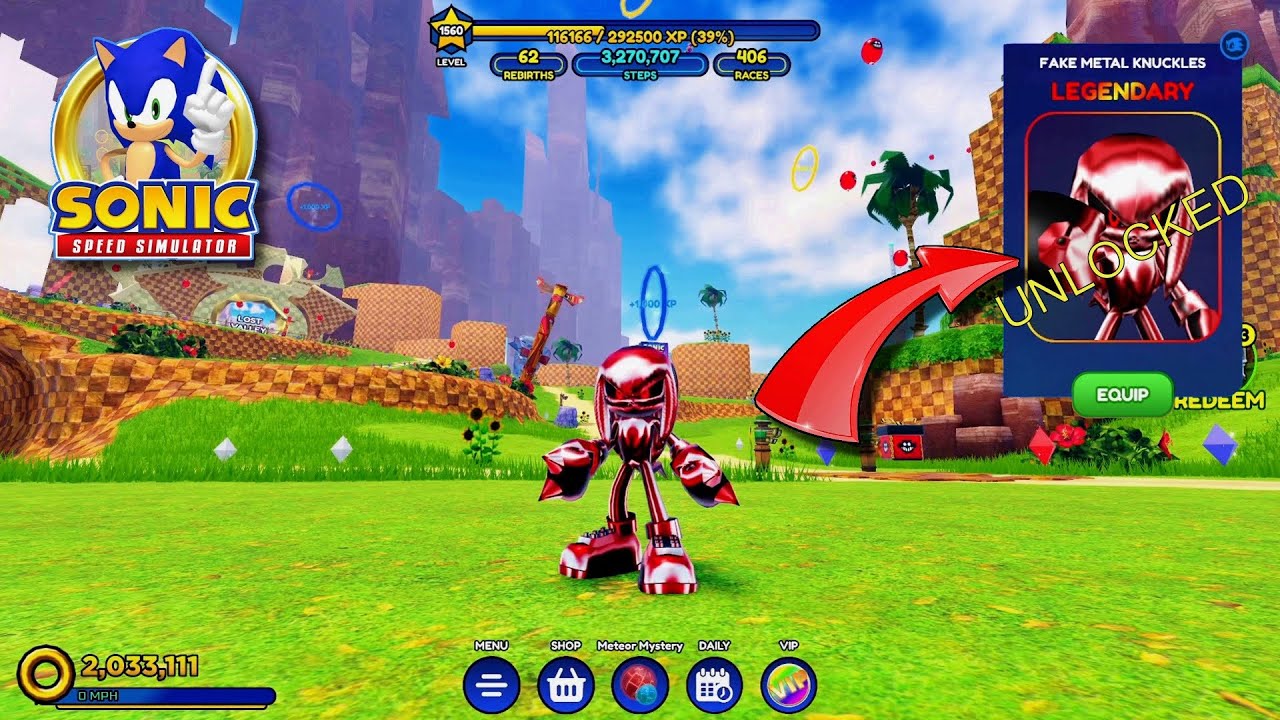 Unlocking FAKE METAL KNUCKLES in Sonic Speed Simulator - YouTube