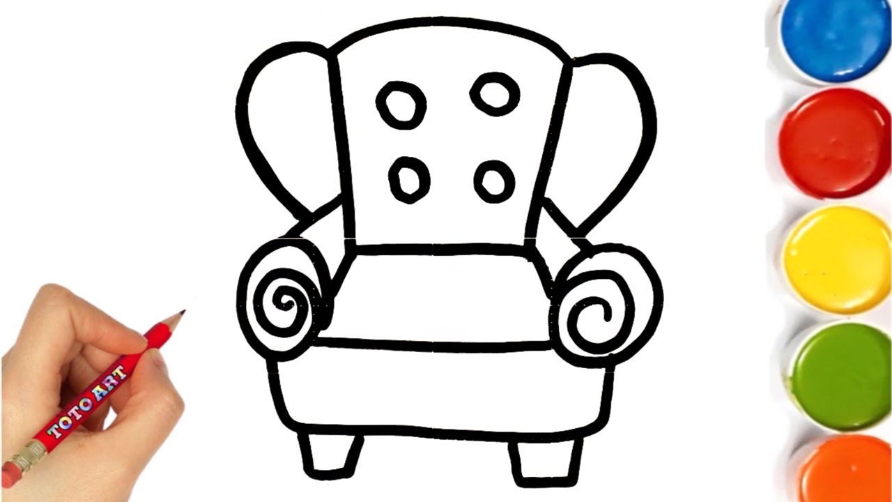 How to draw Arm Chair -Colouring for Kids & Toddlers |Draw, Paint and ...
