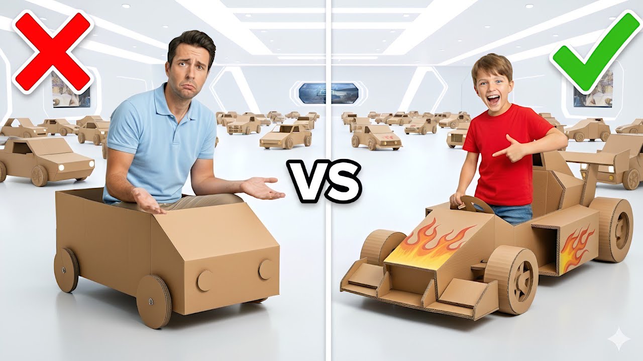 DIY Cardboard Car Challenge! 🏎️ Cardboard vs. Real Car - YouTube
