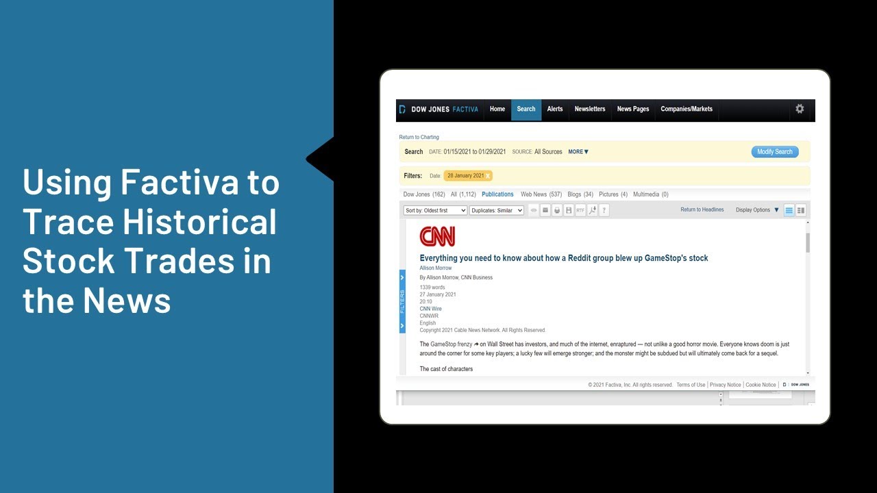 How to Use Factiva to Trace Historical Stock Trades in the News - YouTube