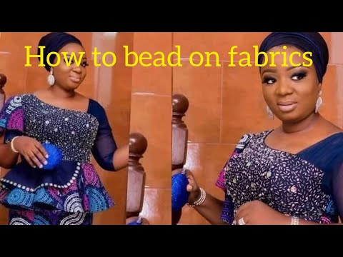 How to bead on an fabric(easiest method to bead on a dress) - YouTube
