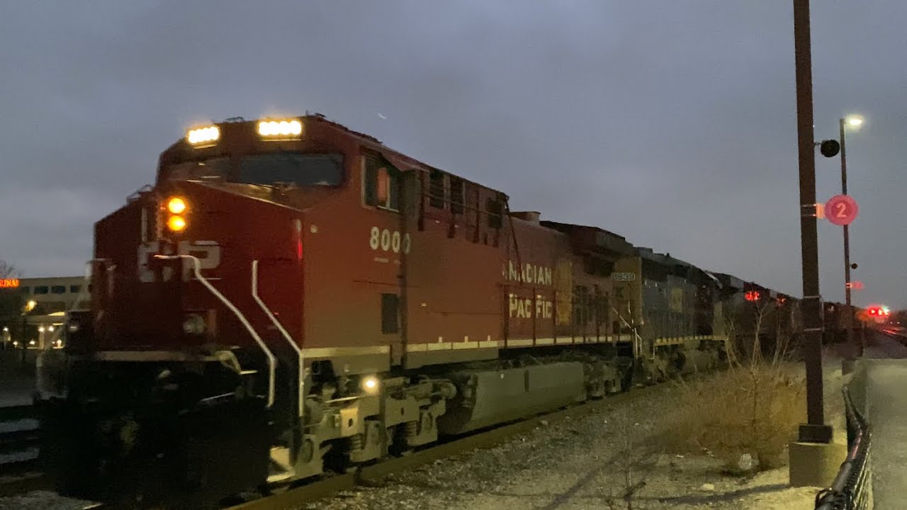 CP 8000 leads a 7 Locomotive Lash up through Hanson Park - YouTube