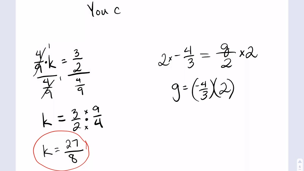 Multi step equations w Fractions - YouTube