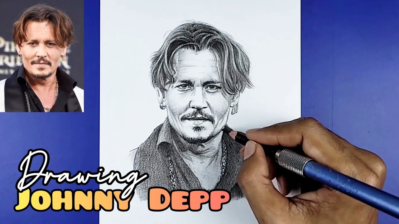 Drawing Johnny Depp | charcoal pencil drawing - YouTube