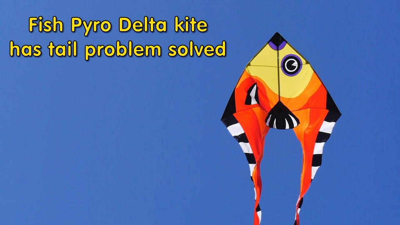 Fish Pyro Delta kite with modified tails - YouTube