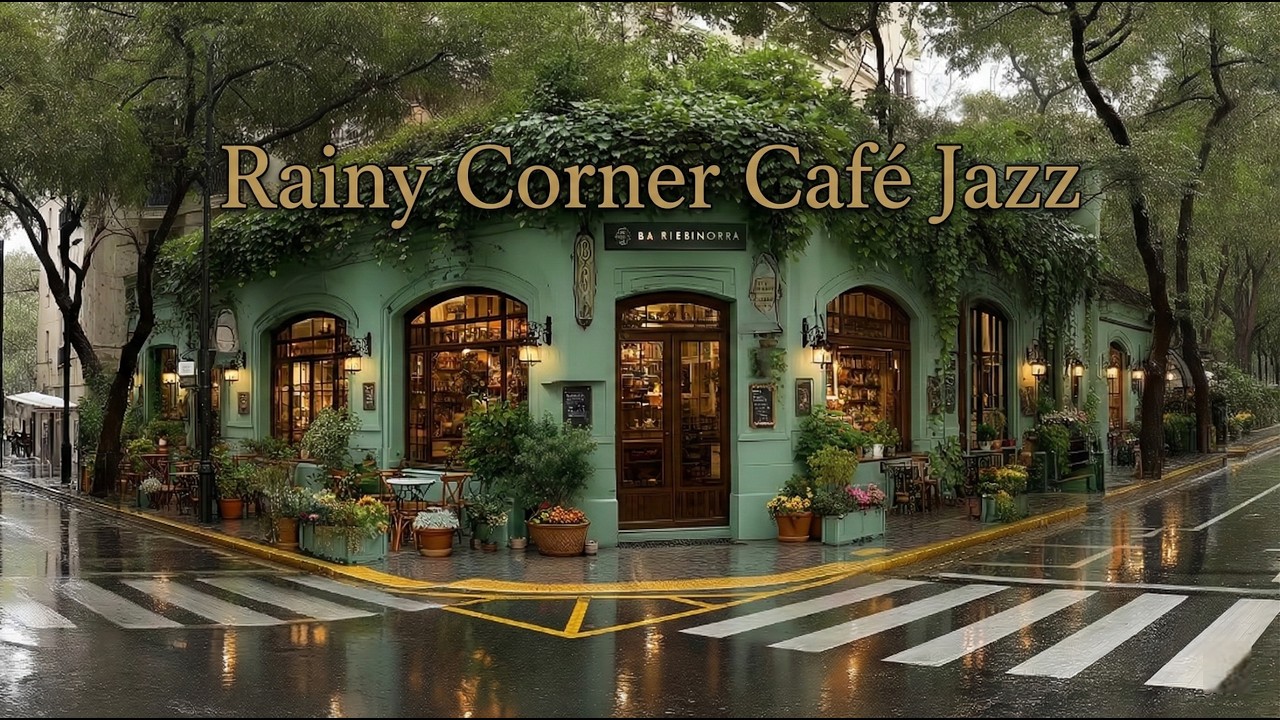 Rainy Corner Café Jazz 🌧️ Cozy Spring Coffee Shop | Piano & Gentle Rain ...
