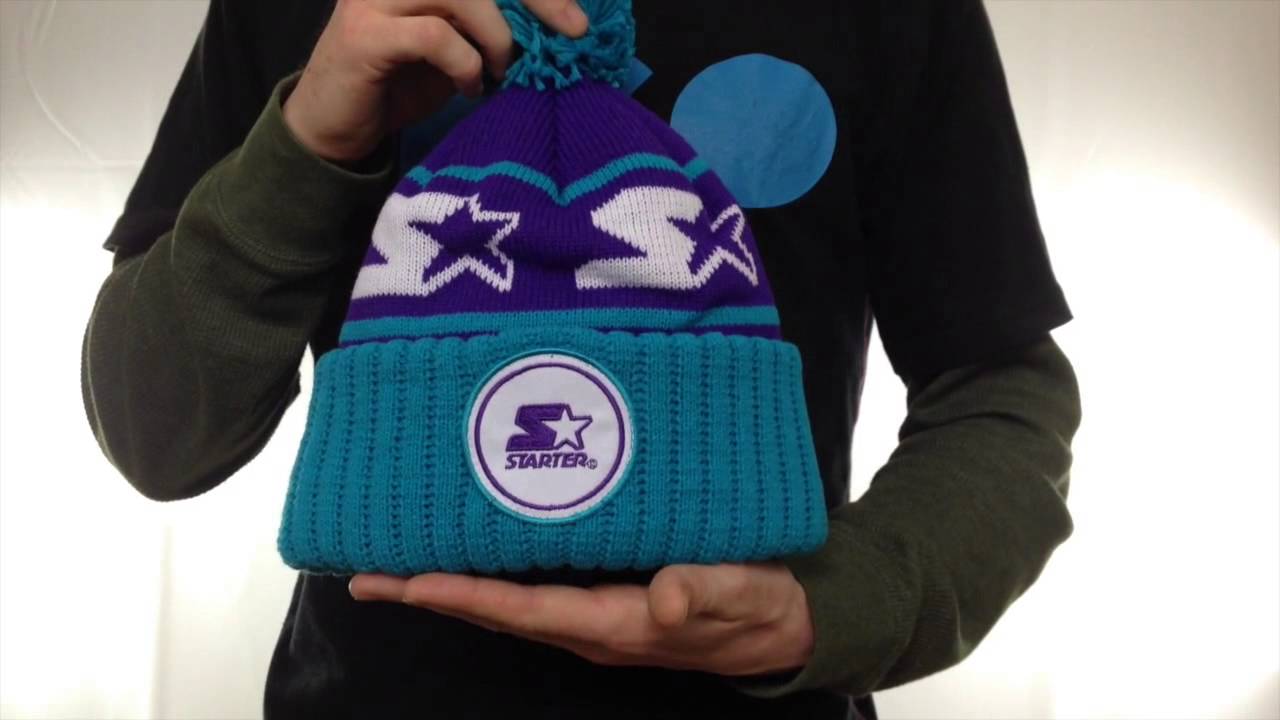 Starter 'S-STAR CLASSIC BOBBLE' Purple-Teal Knit Beanie Hat - YouTube
