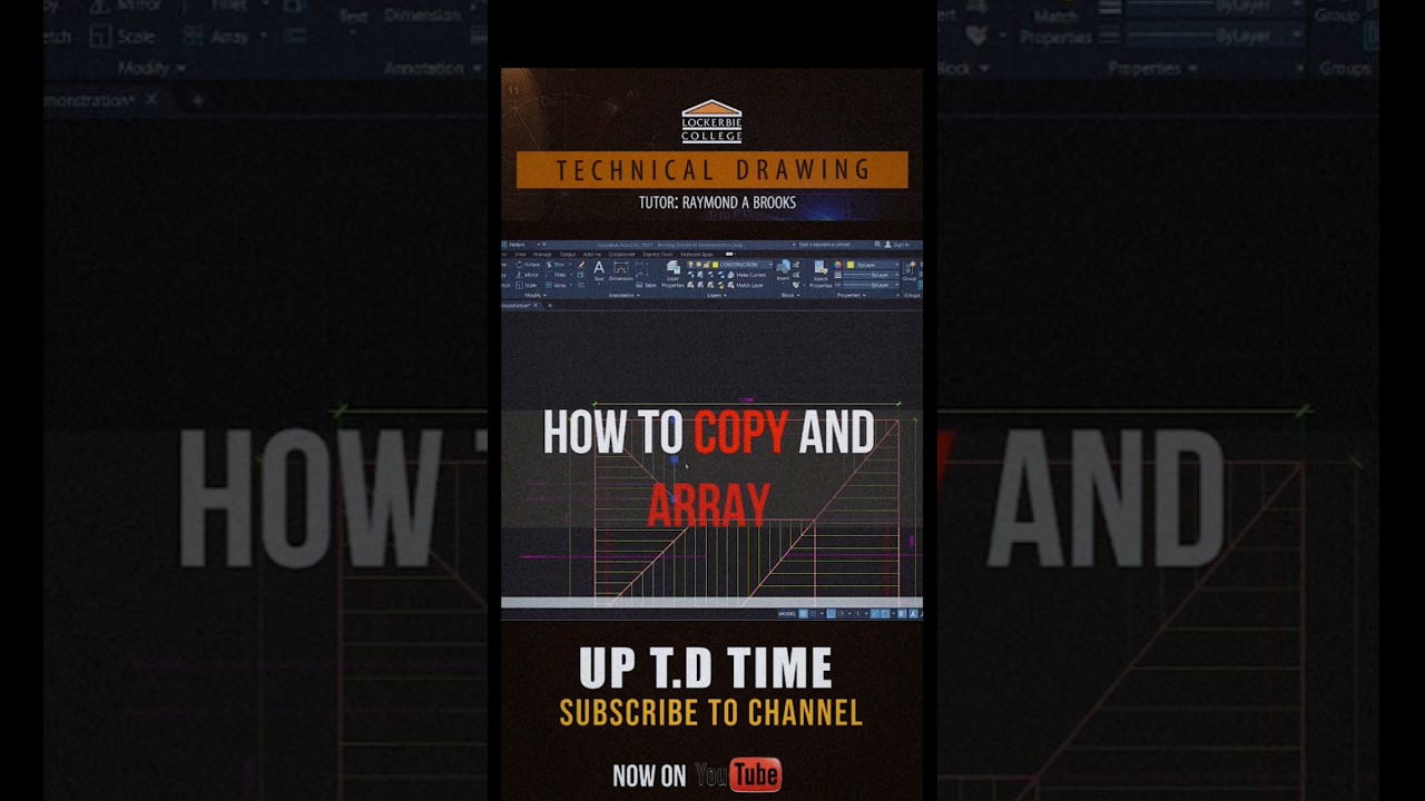 Copy And Array #cadtutorials #autocaddrawing #architecture #copypaste - YouTube