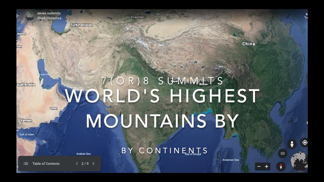 7 (or) 8 SUMMITS 3D Maps of World's Highest Mountains By Continents ...