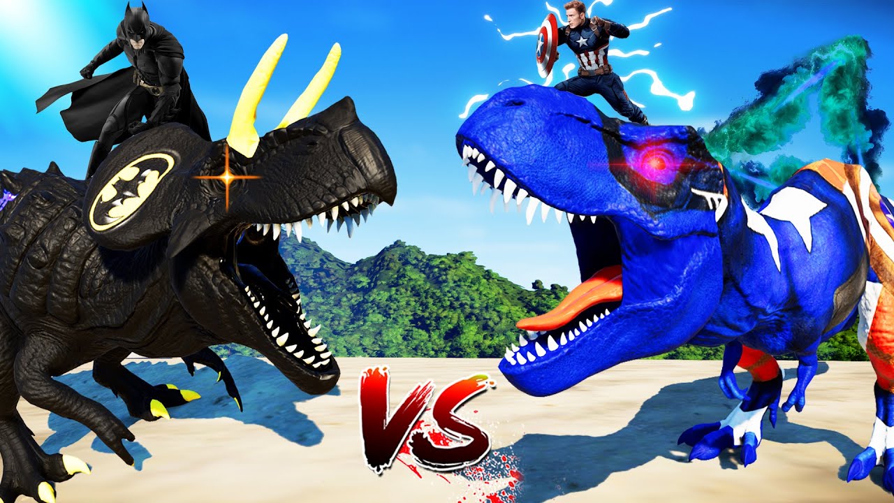 Captain America Tyrannosaurus Rex Vs Batman Ultimasaurus Dinosaurs ...