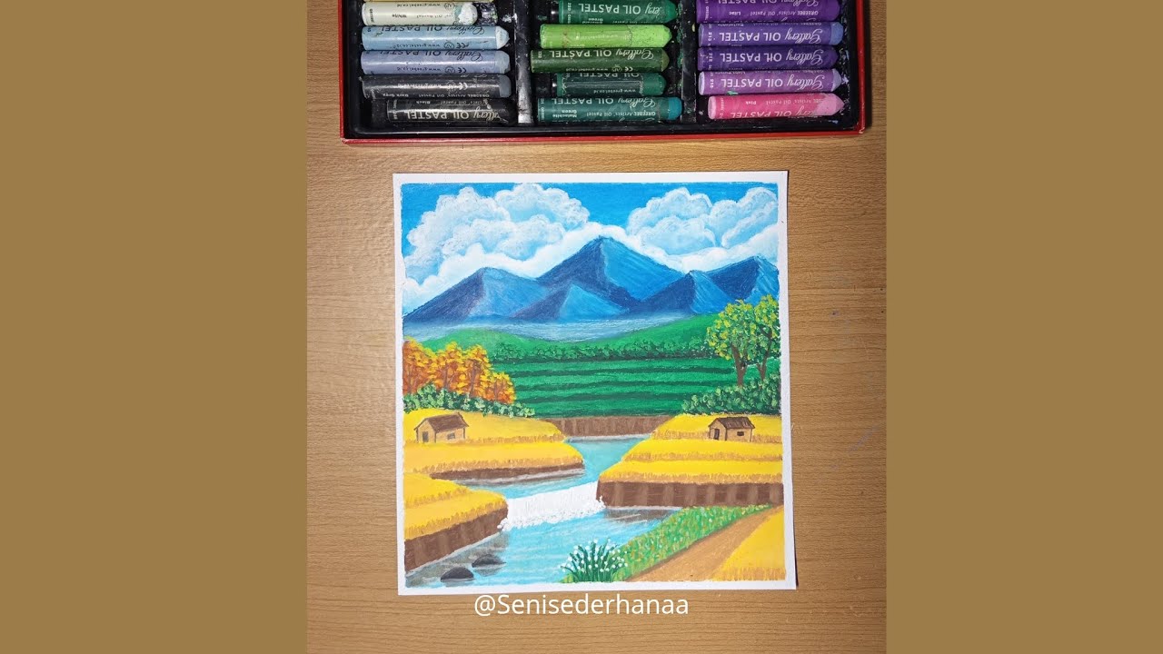cara menggambar pemandangan alam how to draw natural scenery using oil ...