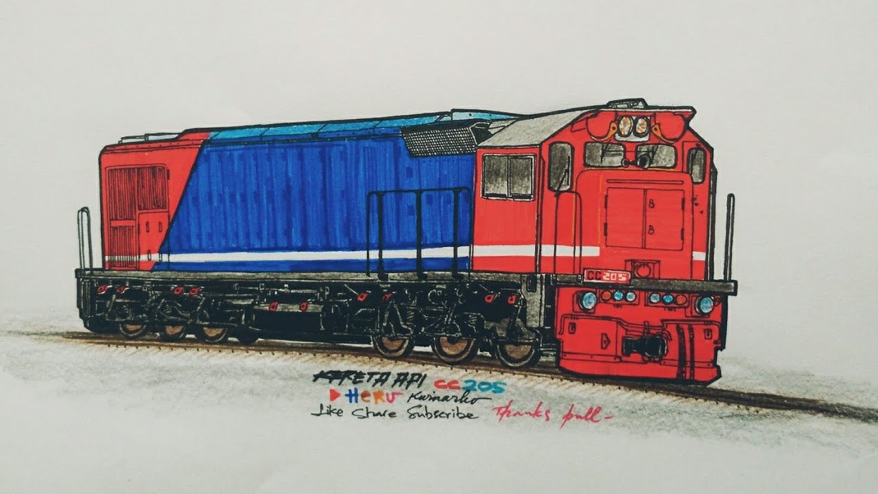 Kereta Api CC 205, Menggambar Lokomotif,Kereta Api Indonesia,by Heru ...