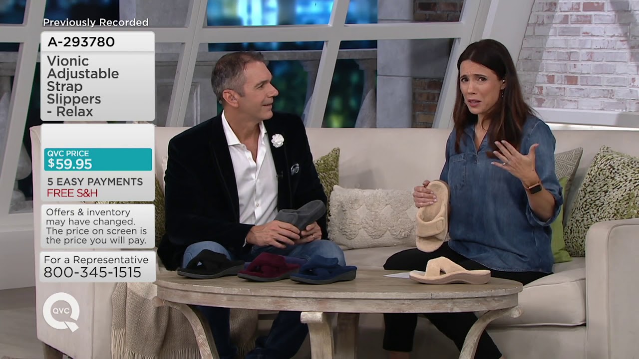 Vionic Adjustable Strap Slippers - Relax on QVC - YouTube