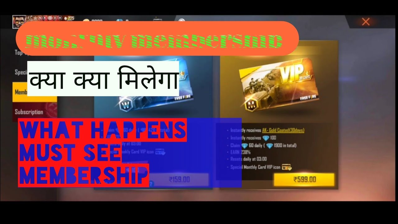 Free Fire Monthly Membership || My First Monthly Membership In Free ...