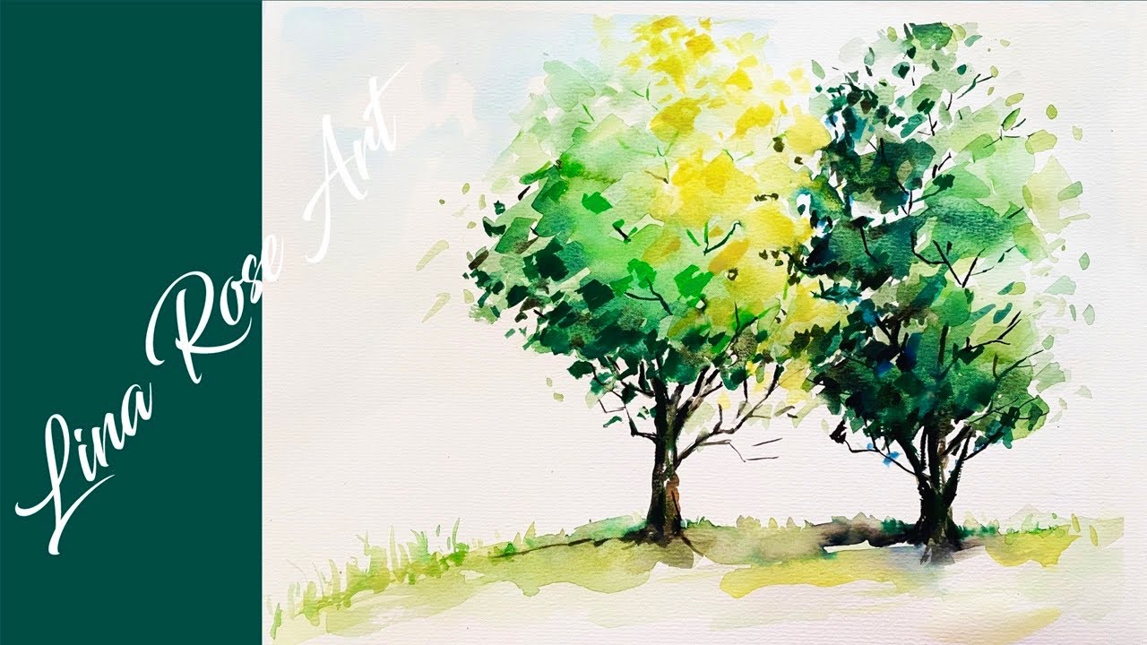 Two Trees Watercolor Painting - YouTube