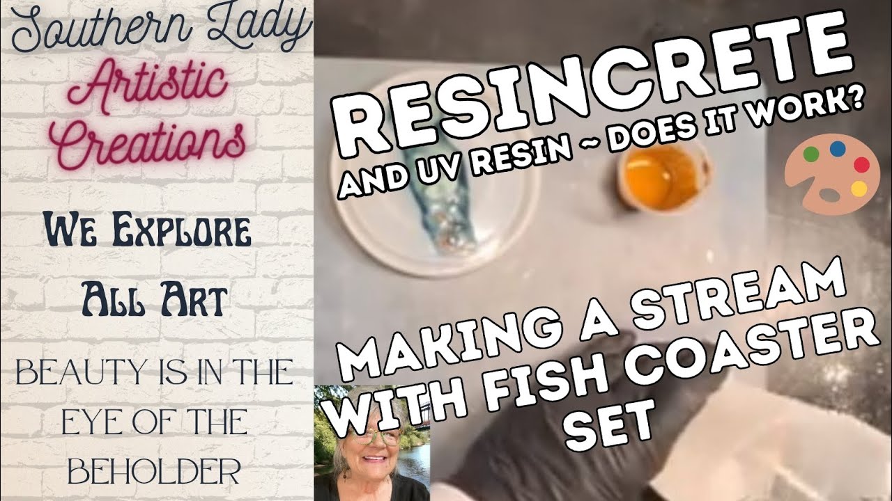Resin Crete with UV Resin Fish & Stream Coaster Set DIY Tutorial 🎨 ...