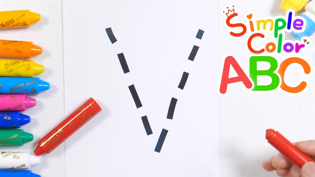 Learn the alphabet by writing V in red | Basic ABC learning video for ...