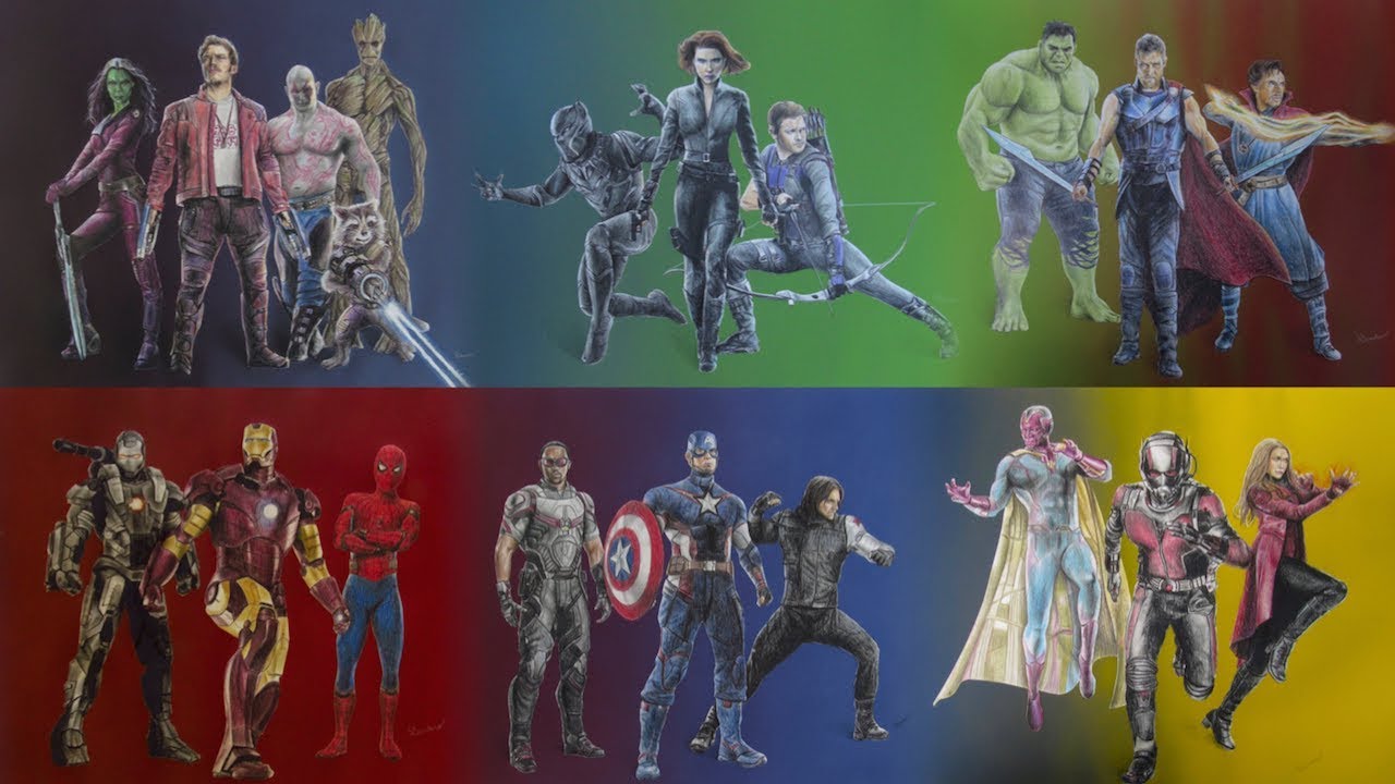 Drawing the Avengers with Colored Pencil - YouTube
