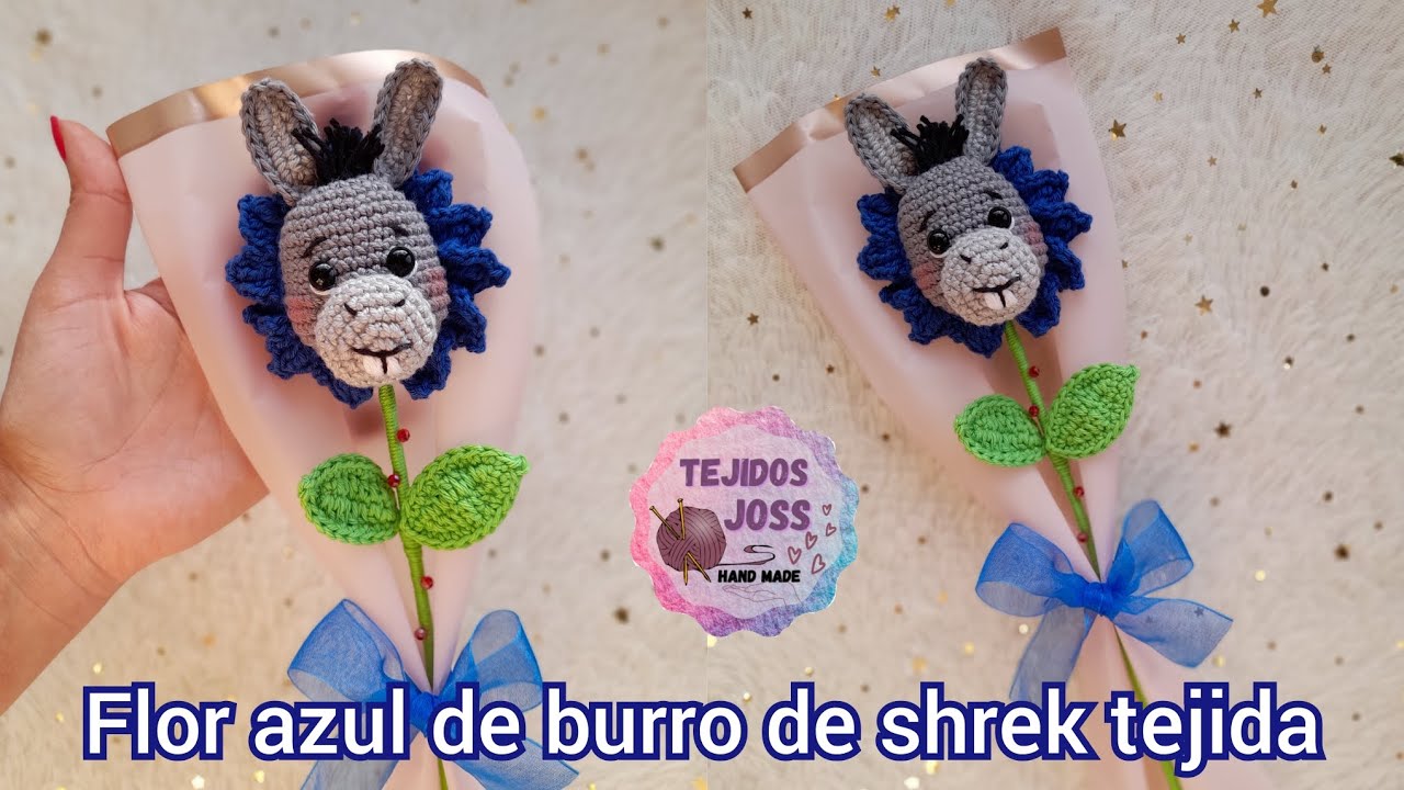 Flor azul de burro de shrek tejido a crochet | tejidos joss | - YouTube
