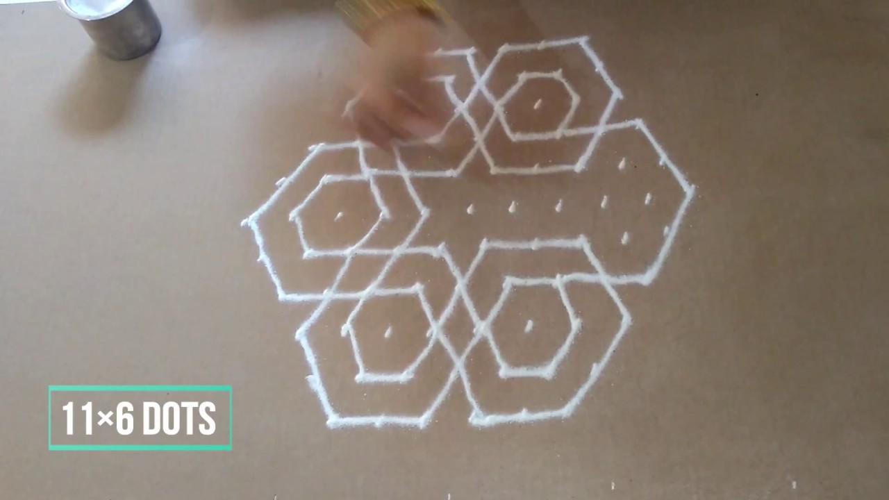 11×6 dots simple rangoli design - YouTube