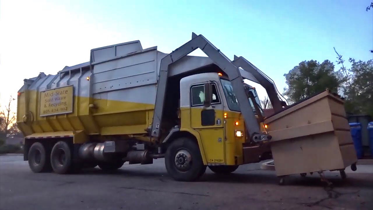 Mid-State Solid Waste - 1997 Peterbilt Amrep Octo Front Loader - YouTube