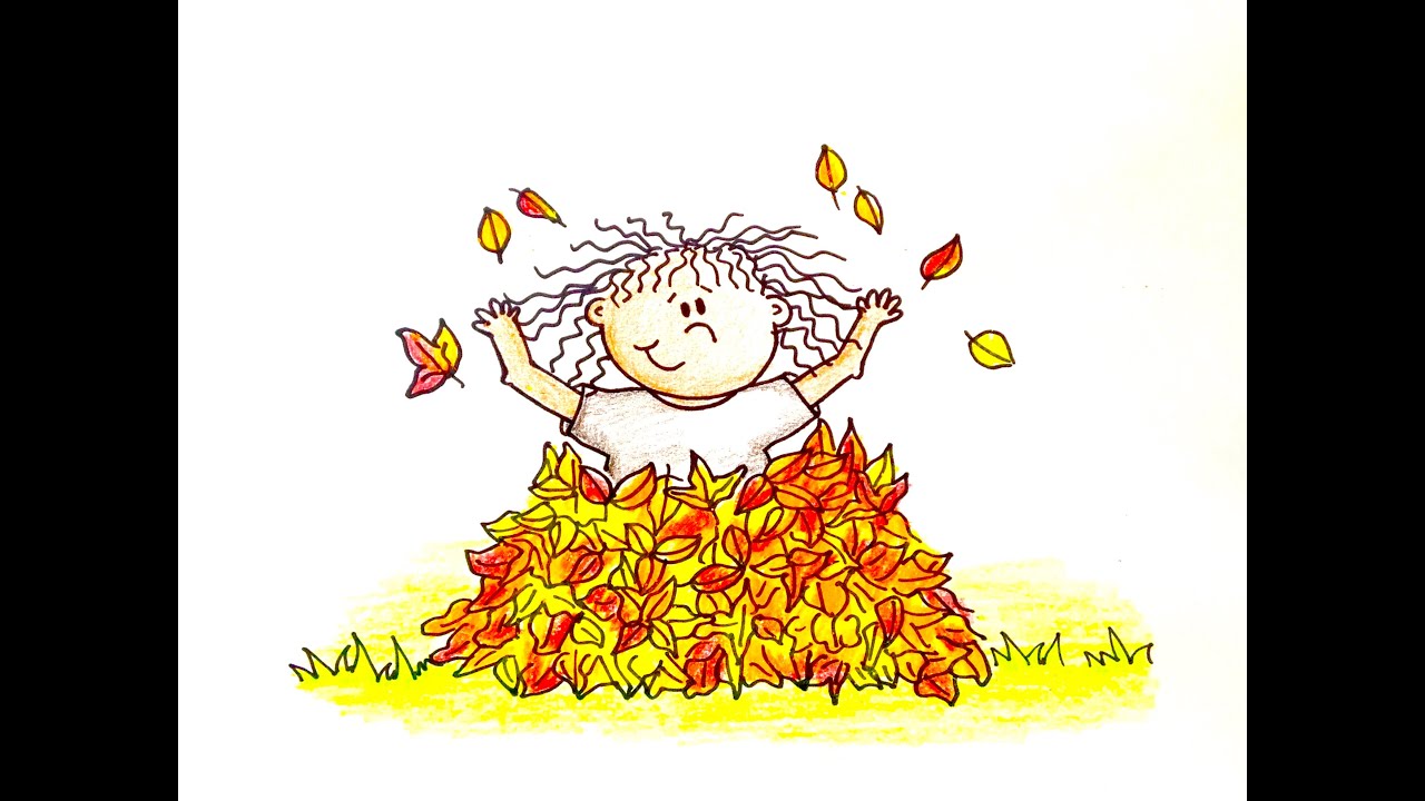 Drawing Lesson: How to Draw a Kid Playing in Leaves - YouTube