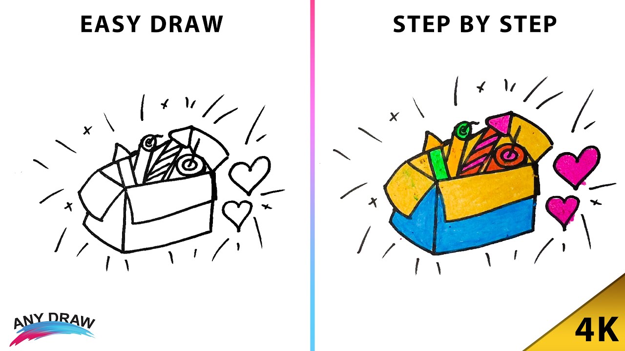 How to draw a Firework Box | Easy drawings - YouTube