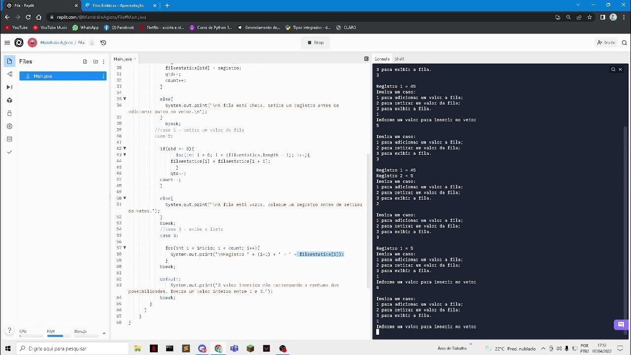 Fila Estática em Java - Conceito e exemplo de código - YouTube