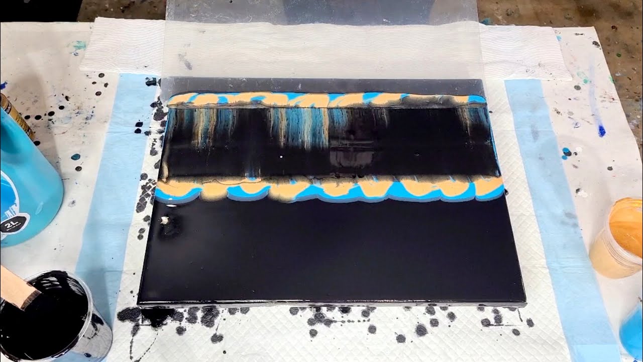#1279 Black Acrylic Swipe Over Gold And Teal - YouTube