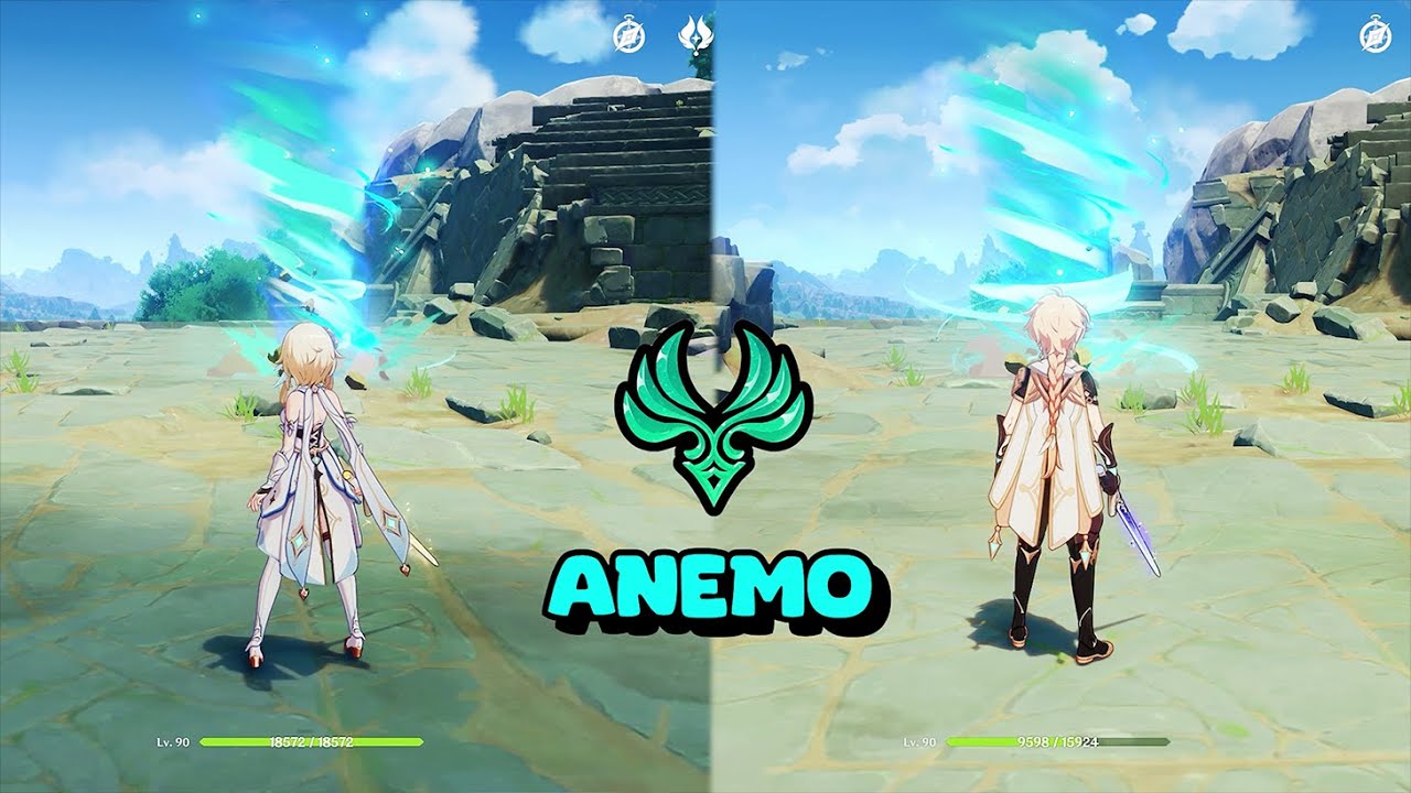 Lumine And Aether - All Element Moves Skill Comparsion : Genshin Impact ...