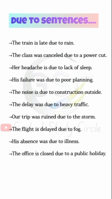 "Due to" phrasal sentences #learnenglish #engkish grammar - YouTube