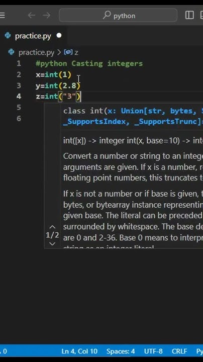 Python Casting Integers 😳😲python Pythonprogramming Coding Pythoncoding Programming Code 4629