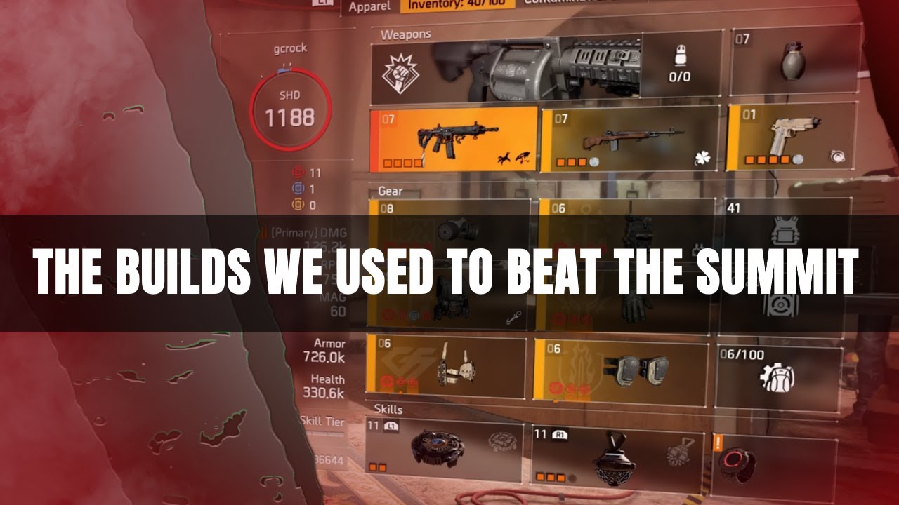 The Builds we Used to Beat The Summit on The Division 2 + Floor 100 ...