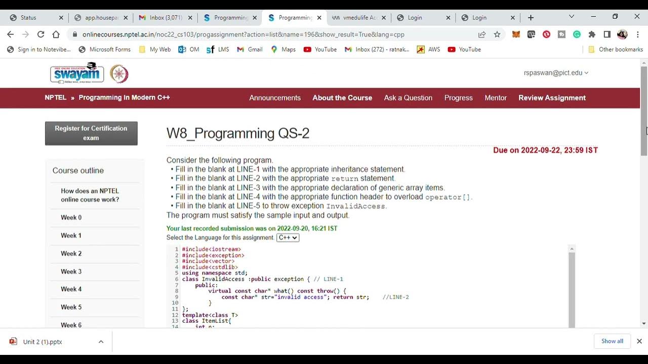 Programming In Modern C++ week 8 W8_programming_Qs 1 2 3 programming assignment solution 1 2 ...