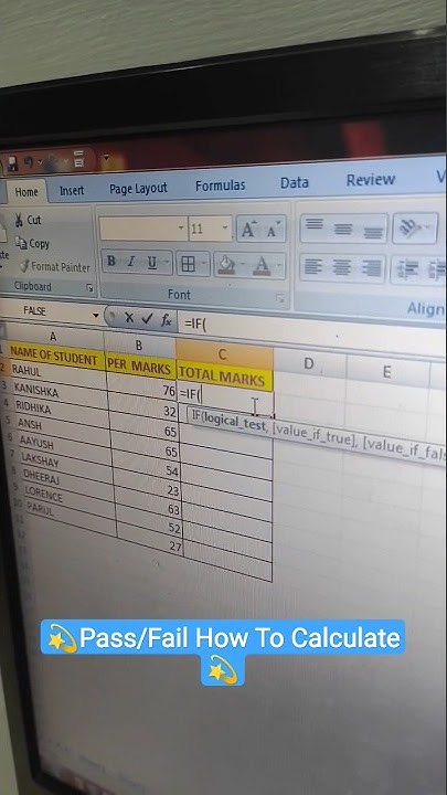 🔥|| HOW TO CALCULATE PASS/FAIL IN EXCEL||🔥#viral #trending #youtubeshorts #youtube #ytshorts ...