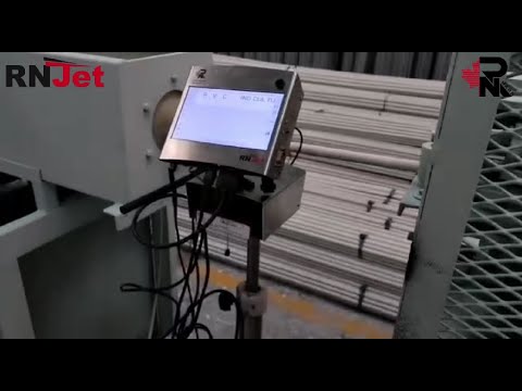 Pipe printing with RNJet 100. The most cost-effective coder for extrusion line. - YouTube
