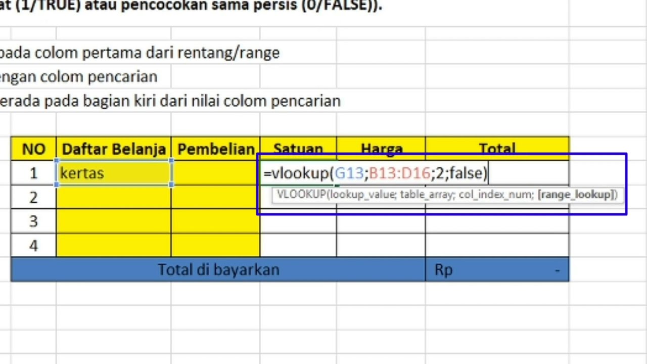 Rumus vlookup excel tutorial indonesia - YouTube