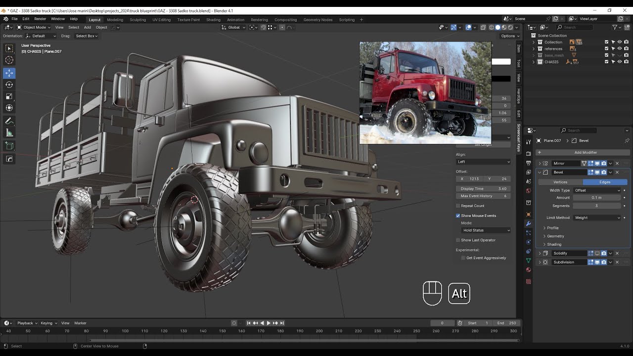 complete truck modeling in blender 4.1 ----GAZ - 3308 Sadko truck--- # ...